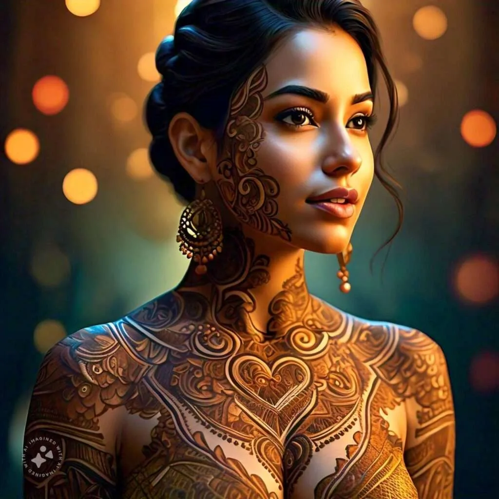 Art and Beauty of AI-Generated full body mehndi design