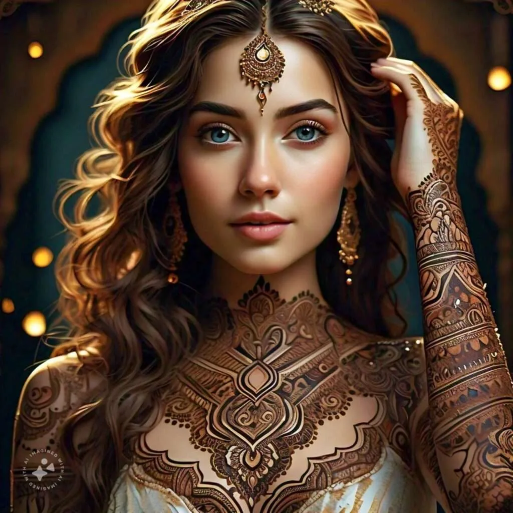 Art and Beauty of AI-Generated full body mehndi design